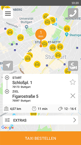 Startseite Cab4me Taxi App